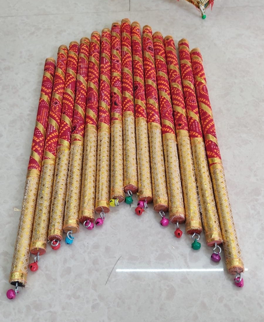 Bulk Bandhni Dandiya Decorative Wooden Sticks,multicolor Wooden ...