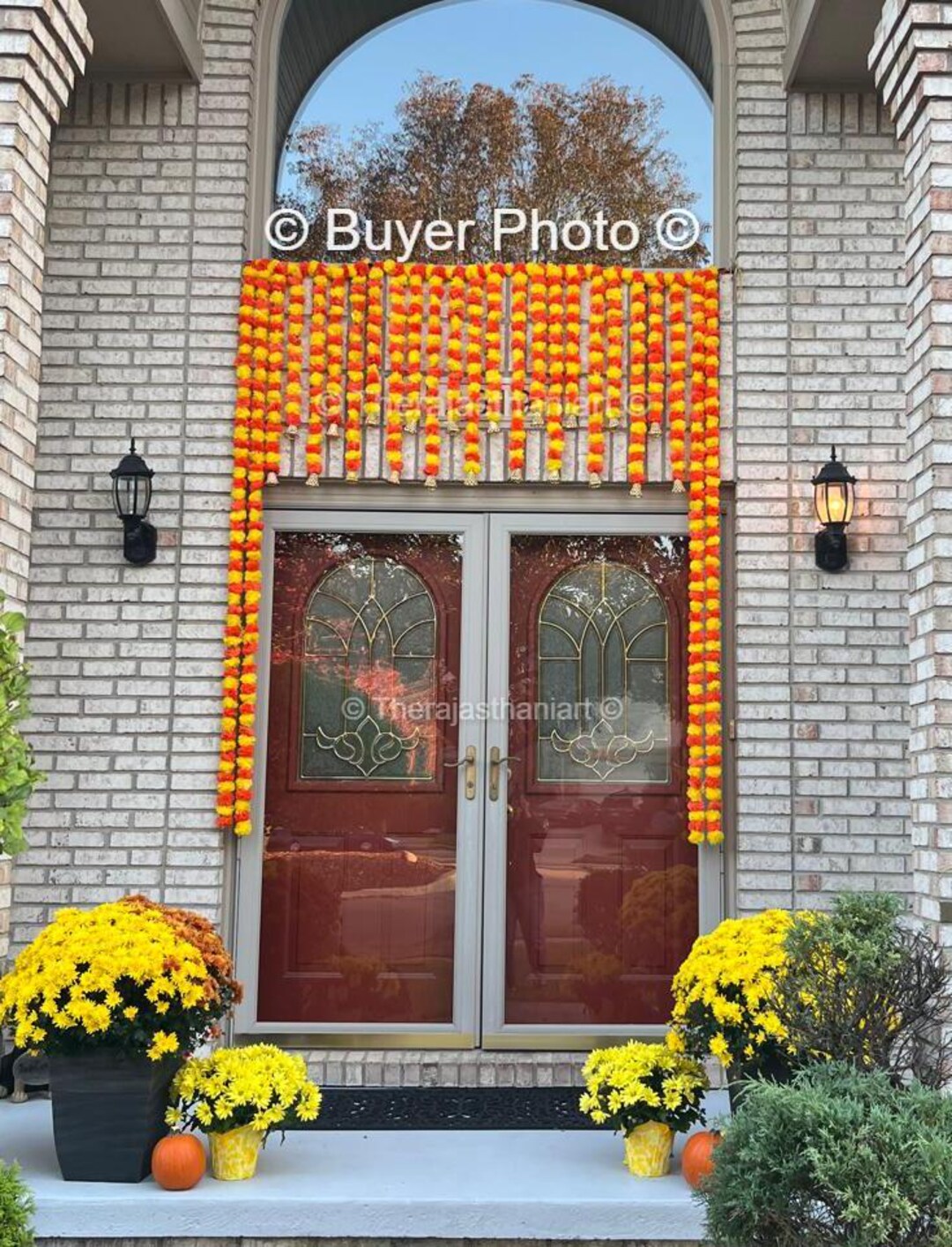 Artificial Flowers Toran With Bell Door Hanging | Marigold Toran for ...