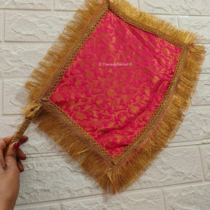 Handmade Velvet Handfan With Wooden Handle Traditional Pakhi/pankhi for ...