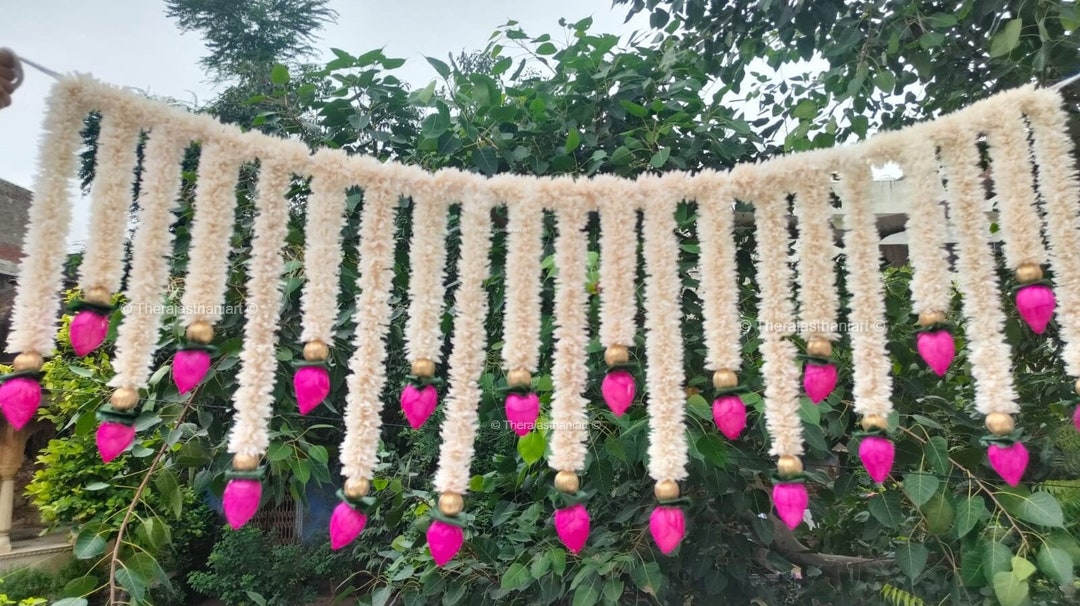 Artificial Pink Lotus Jasmine Toran for Diwali,sola Wood Flower Door ...