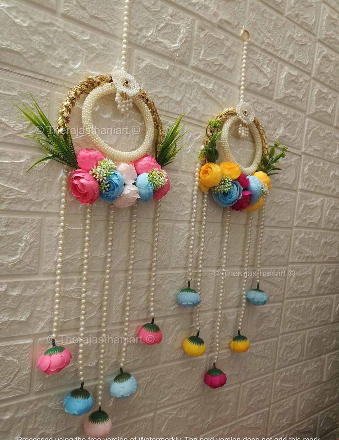 Multicolor Peony Flower With Chudi Flower Wall Hanging With Jhumki ...