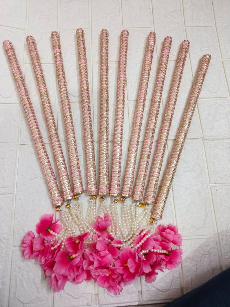 Vibrant Dandiya Garba Sticks Pair With Flower Tassels for Navratri ...