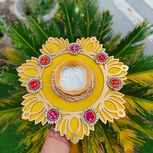 Combo of Haldi,mehndi Thali, MDF Wood Plate With Applicator, Pooja ...