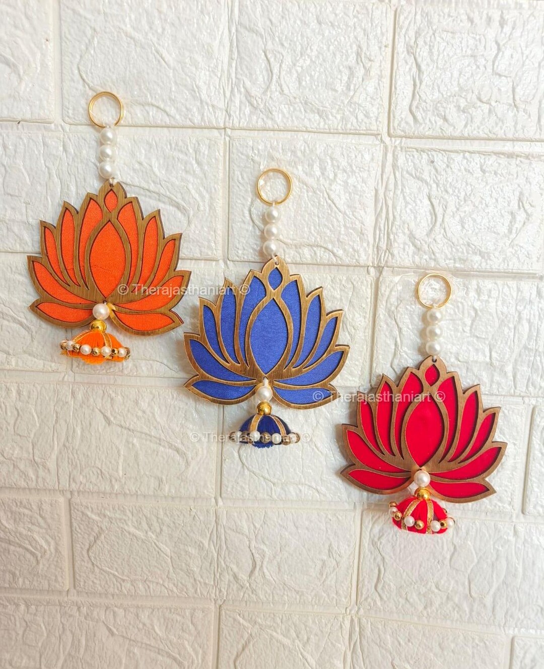 Handmade MDF Lotus Backdrop Hanging With Jhumka /tassels Style - Lotus ...