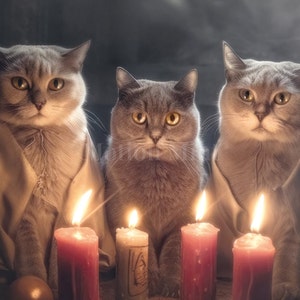 Ominous Cat Ritual Poster - Digital Print, It's Play Time, Human, 3 ...