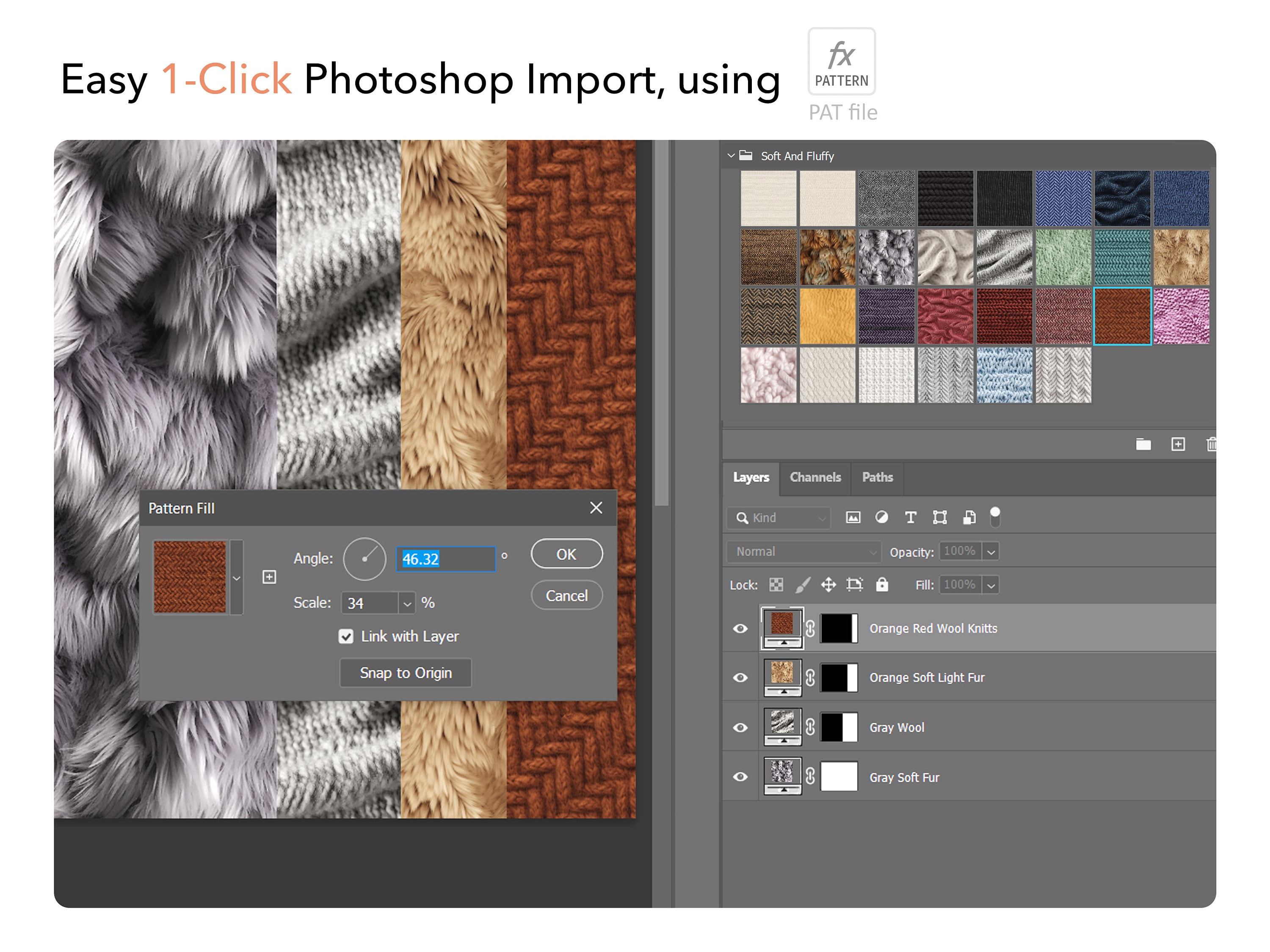Seamless Warm Cozy Fabric Textures, Photoshop Patterns, PNG Bundle ...