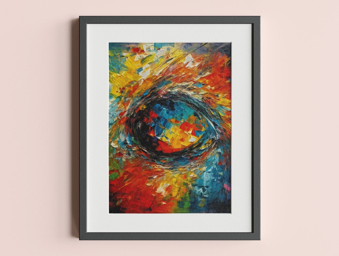 Colorful Abstract Eye Wall Art, Printable Painting, Modern Impasto With ...