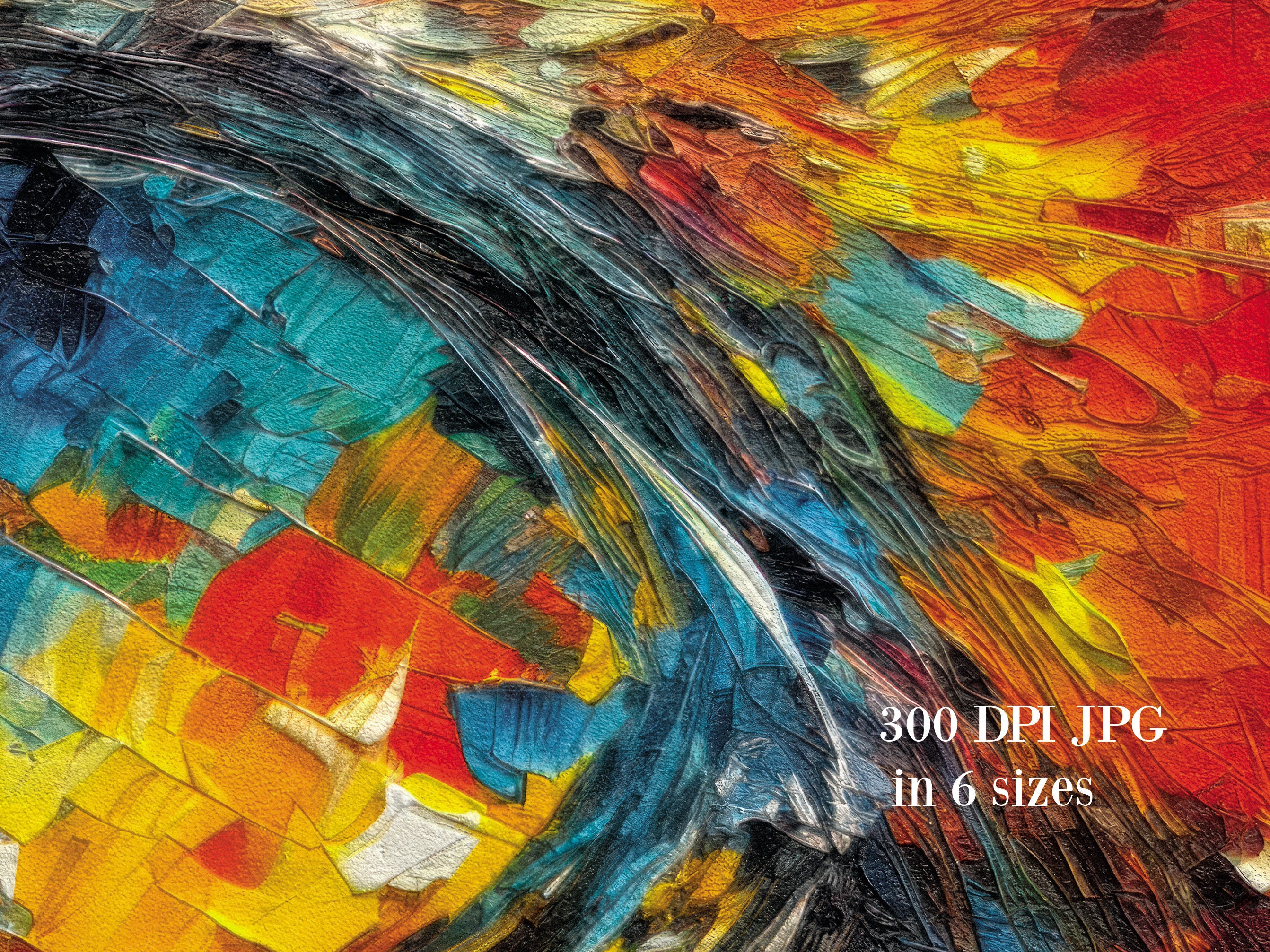 Colorful Abstract Eye Wall Art, Printable Painting, Modern Impasto With ...