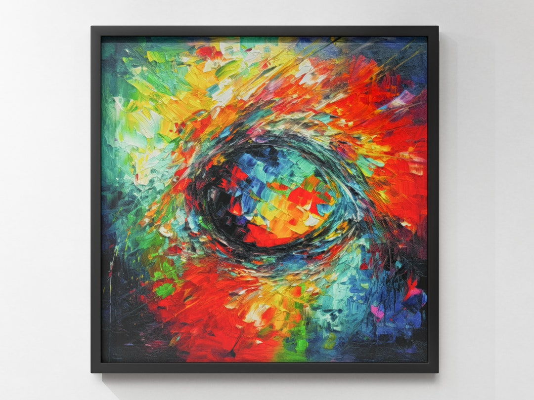 Colorful Abstract Eye Wall Art, Printable Painting, Modern Impasto With ...