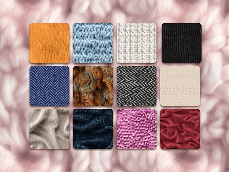 Seamless Warm Cozy Fabric Textures, Photoshop Patterns, PNG Bundle ...