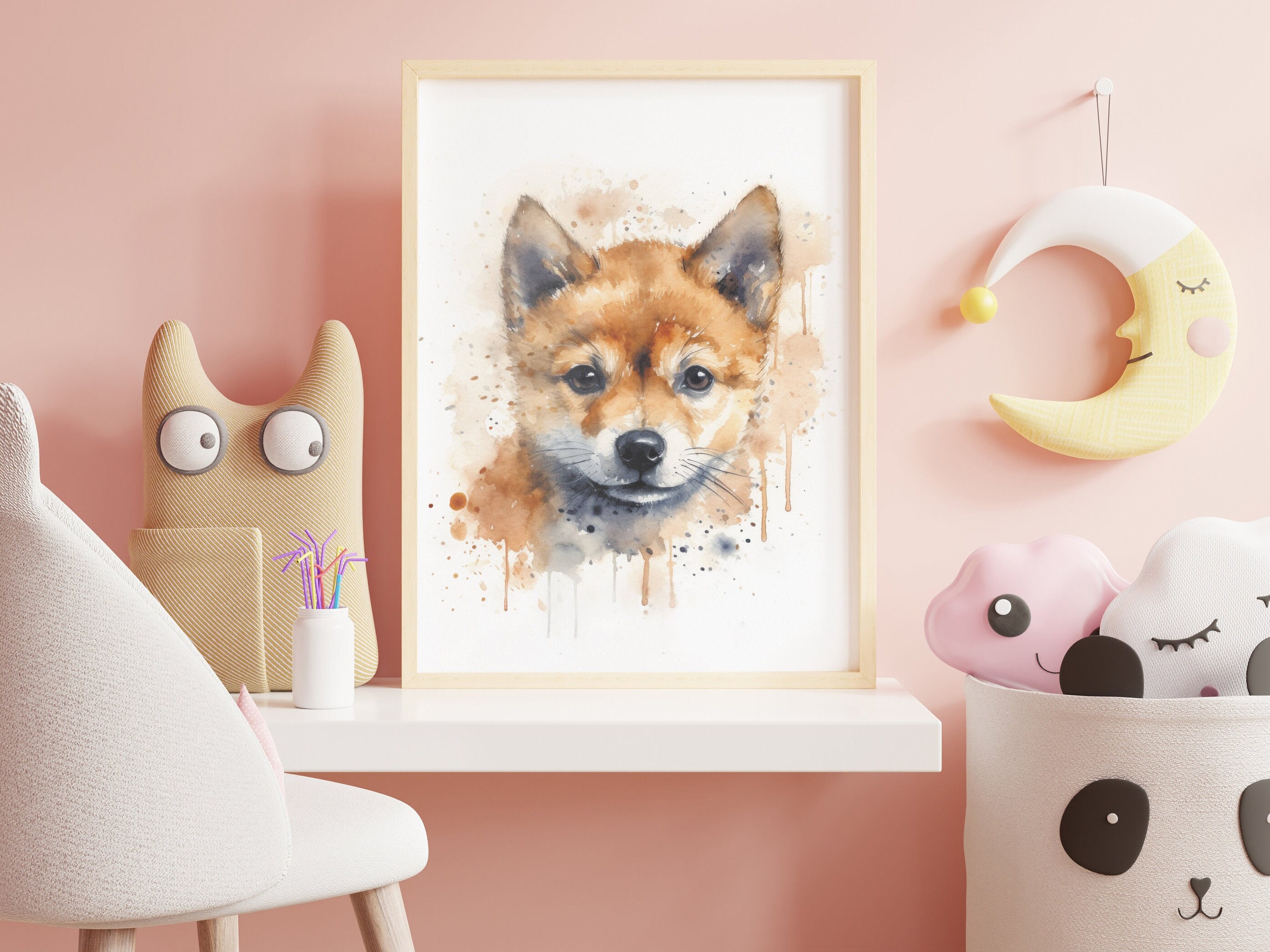 Baby Shiba Inu Watercolor Print, "hachi", 300 Dpi, Cute Doggo, Doge ...