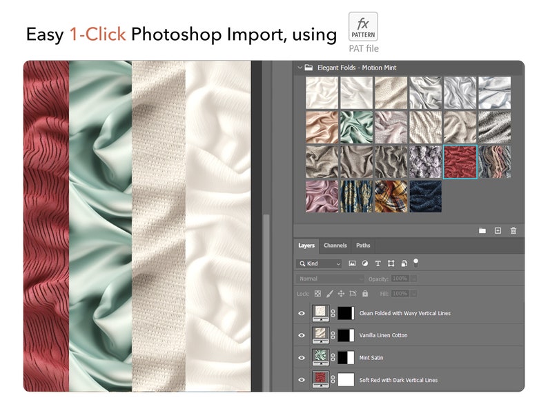 Elegant Fold Textures (seamless) | Satin, Knitted, 3D Waves, Photoshop ...