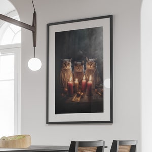 Ominous Cat Ritual Poster - Digital Print, It's Play Time, Human, 3 ...