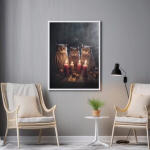 Ominous Cat Ritual Poster - Digital Print, It's Play Time, Human, 3 ...