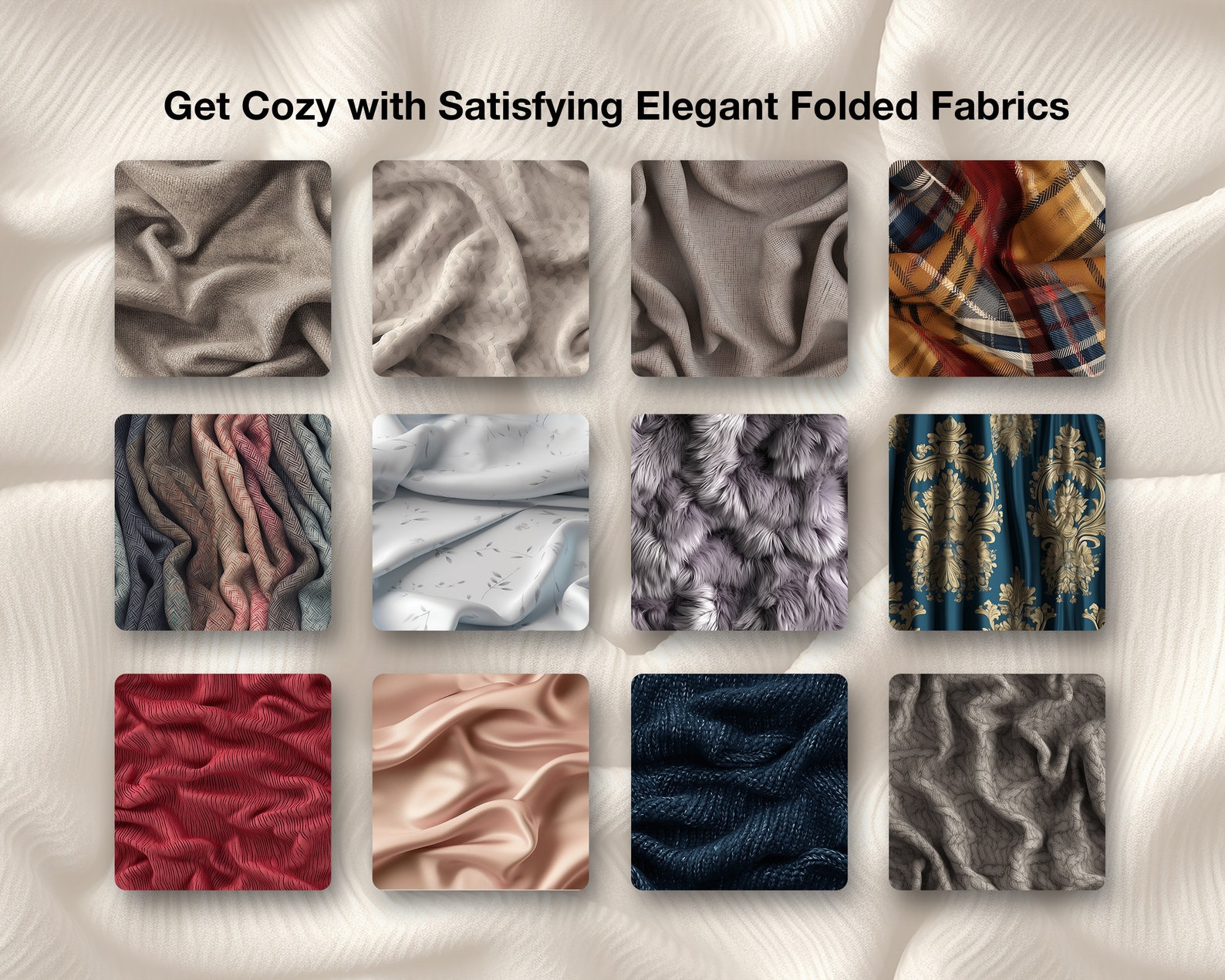 Elegant Fold Textures (seamless) | Satin, Knitted, 3D Waves, Photoshop ...