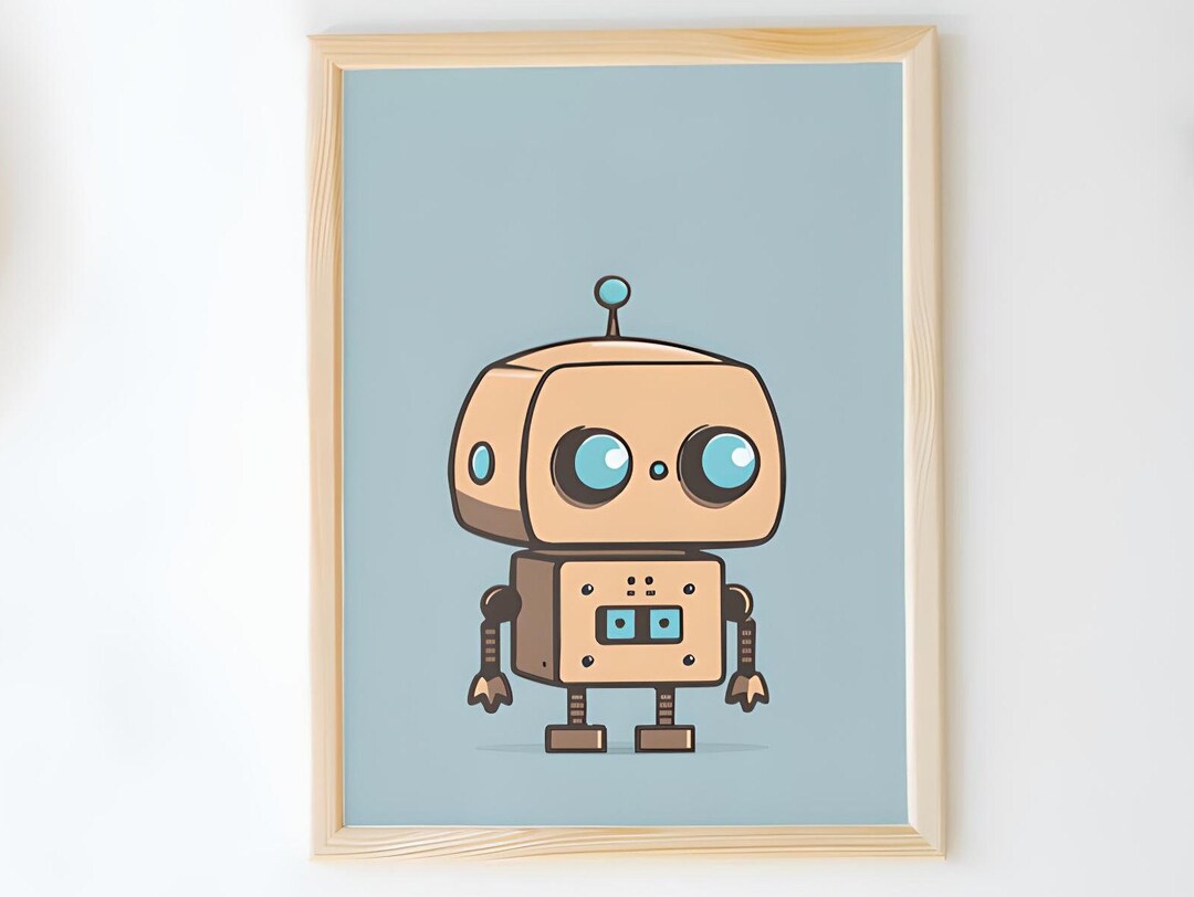 Cute Robot "bolt" - Digital Print Vector Graphic Illustration, High ...