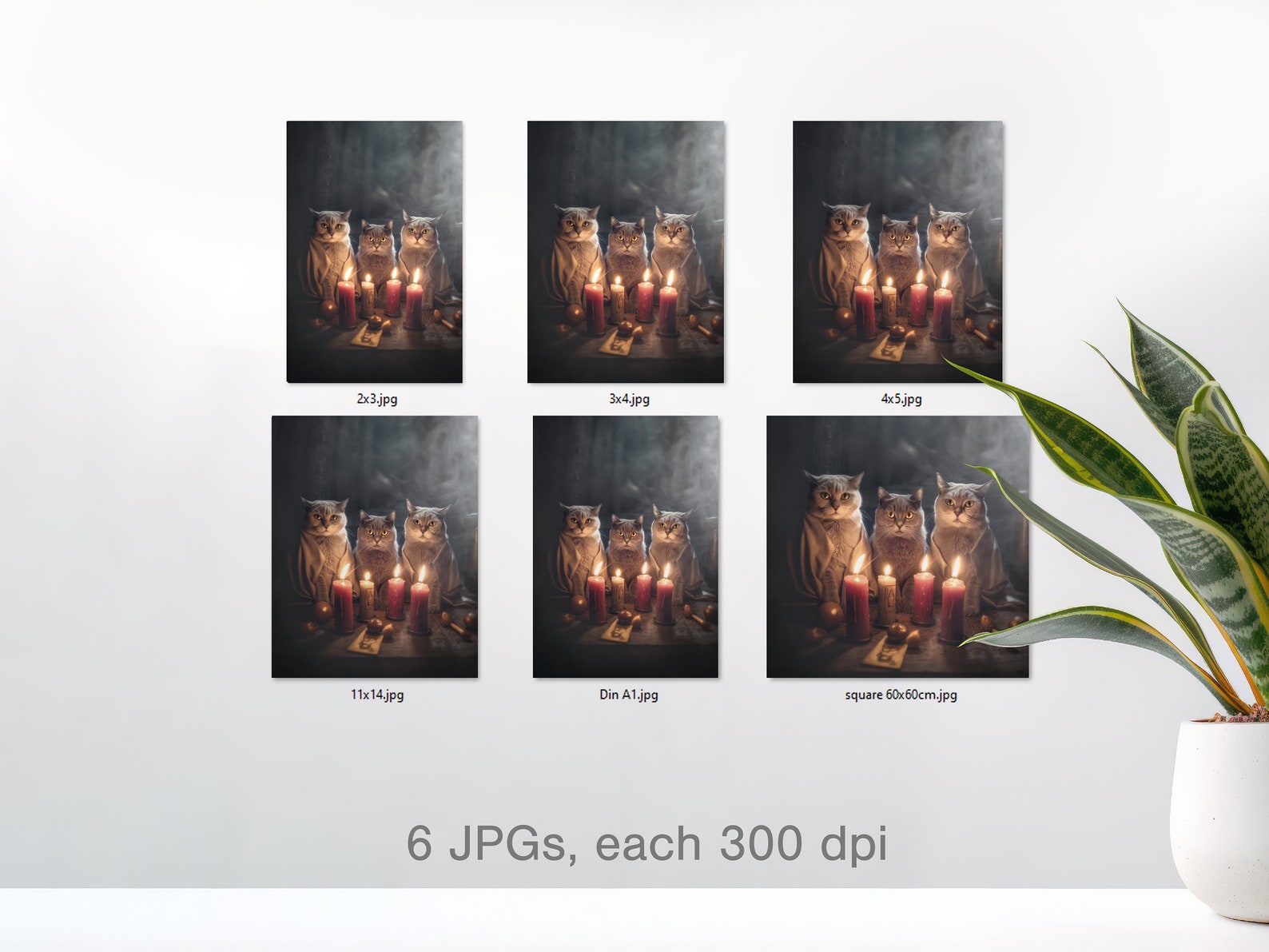 Ominous Cat Ritual Poster Digital Print, It's Play Time, Human, 3 Cats ...