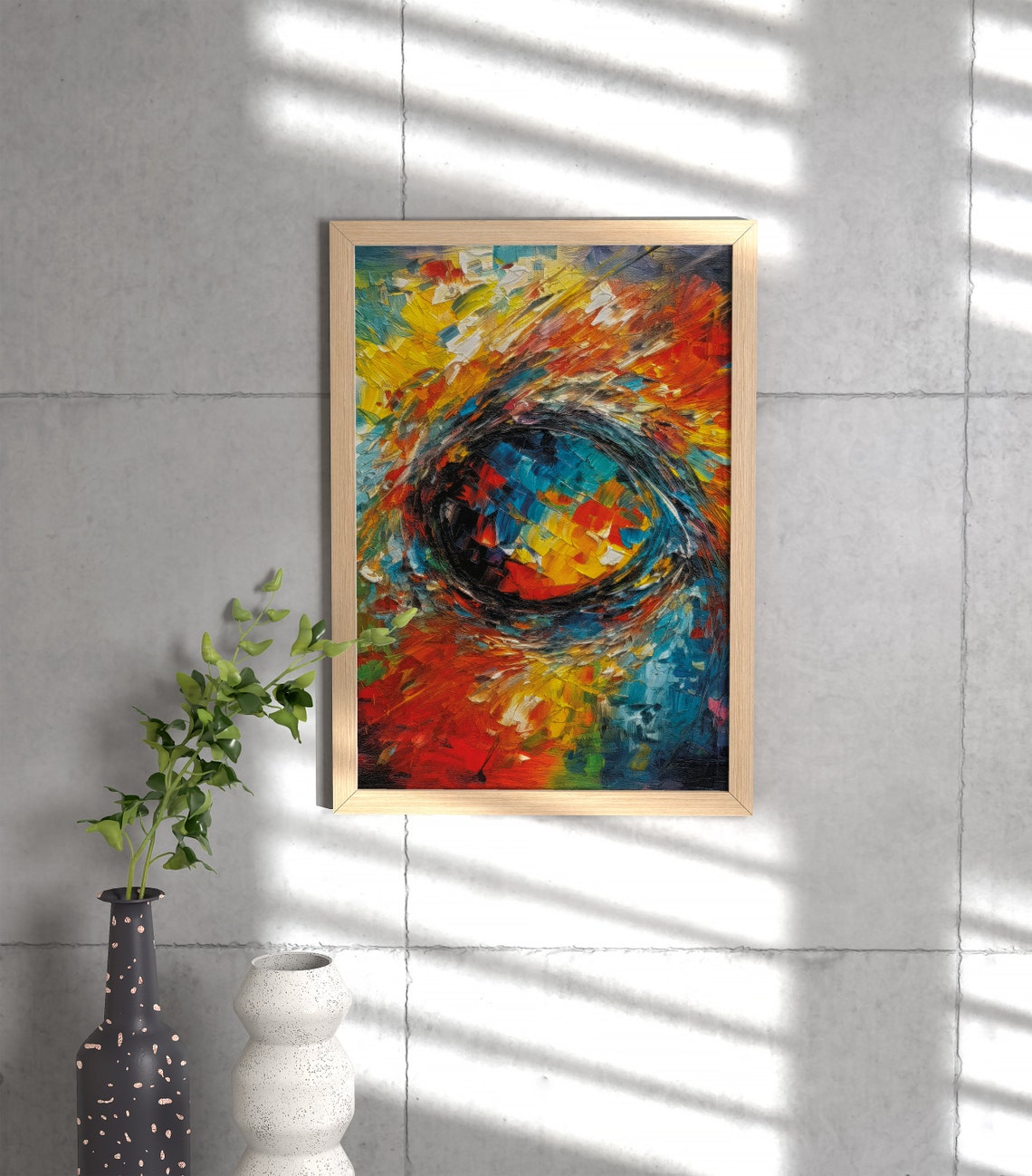 Colorful Abstract Eye Wall Art, Printable Painting, Modern Impasto With ...