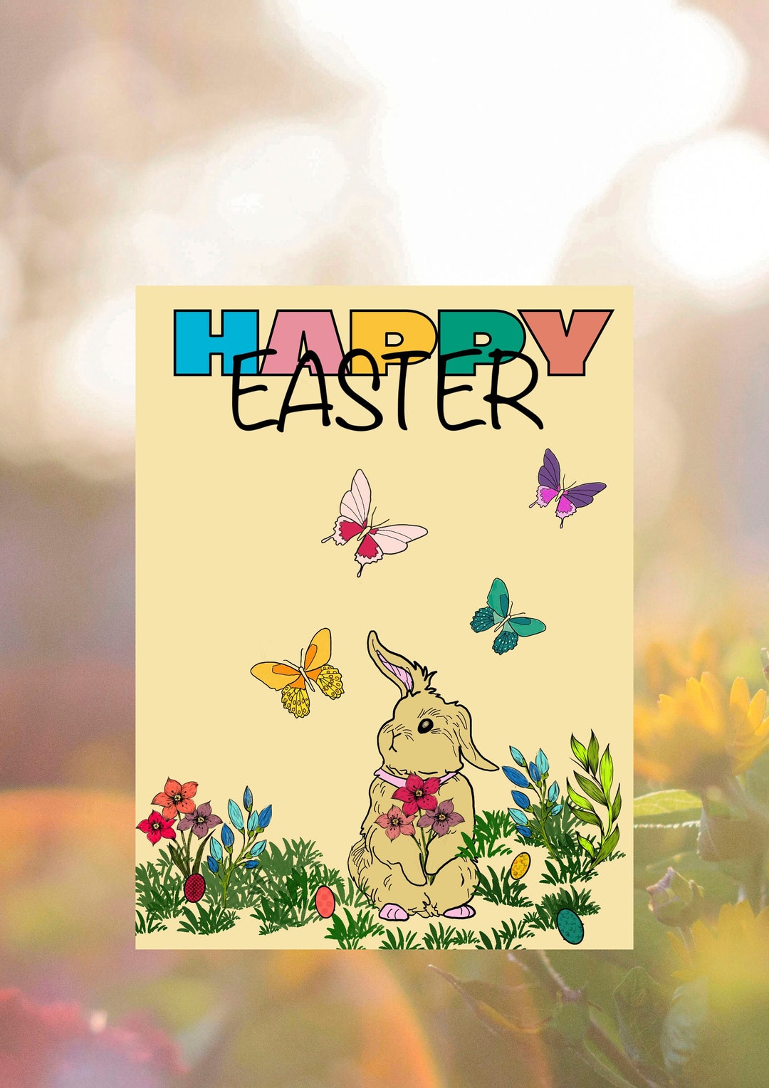 Easter Postcard, Printable Bunny Postcard, Cute Easter Postcard, Bunny ...