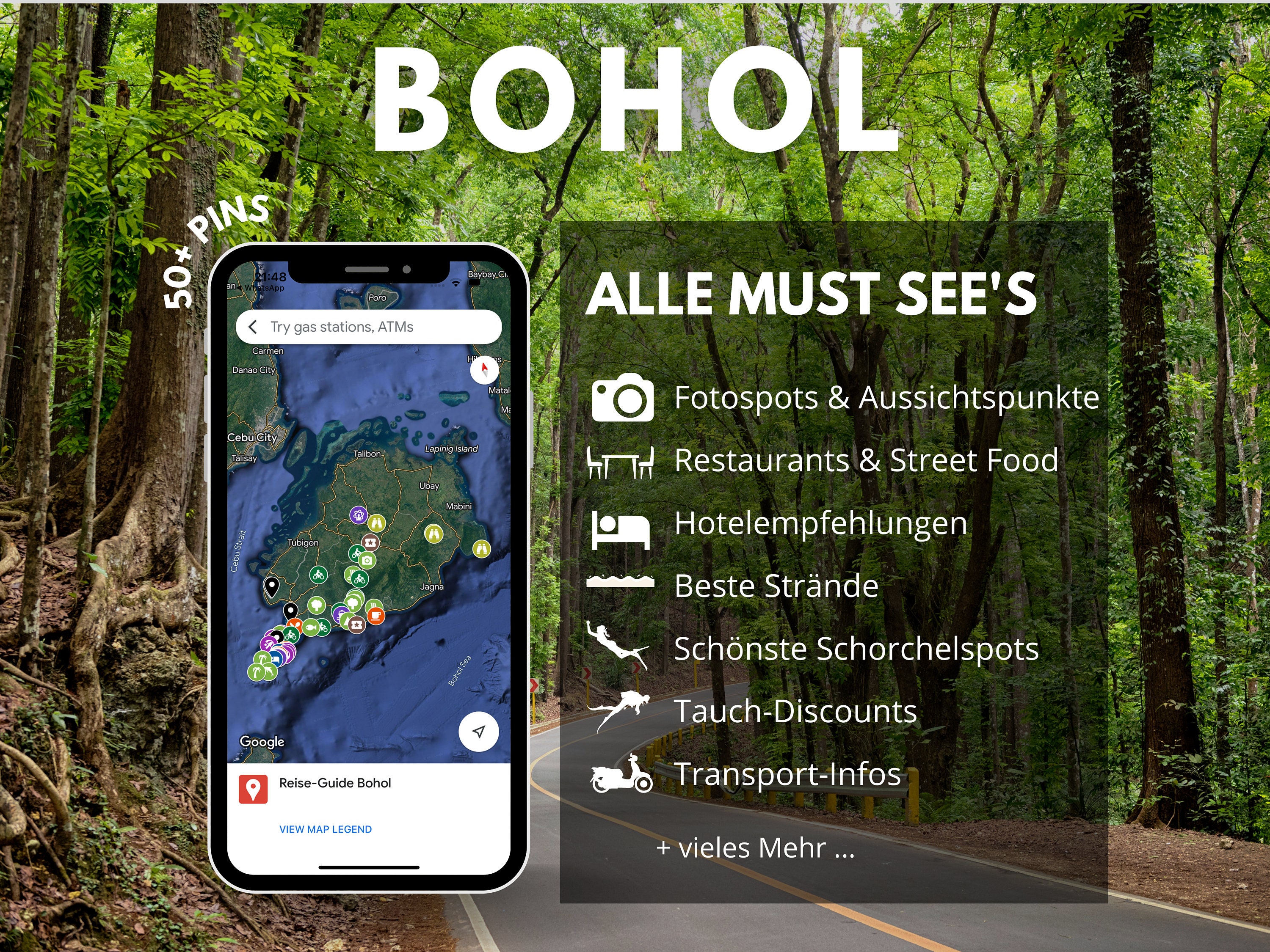 Bohol - Interactive Travel Map for Bohol, Philippines (travel Guide) - Etsy