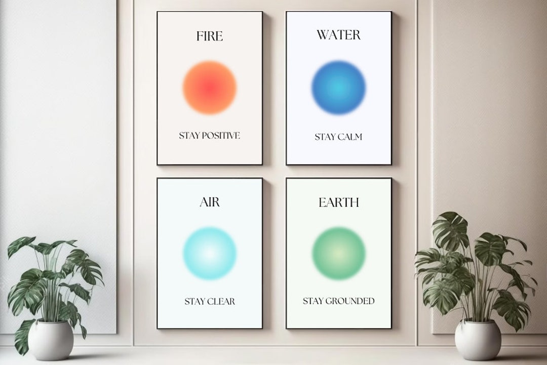 Positive Aura Printable Posters Set of 4, Elemental Aura,positive ...