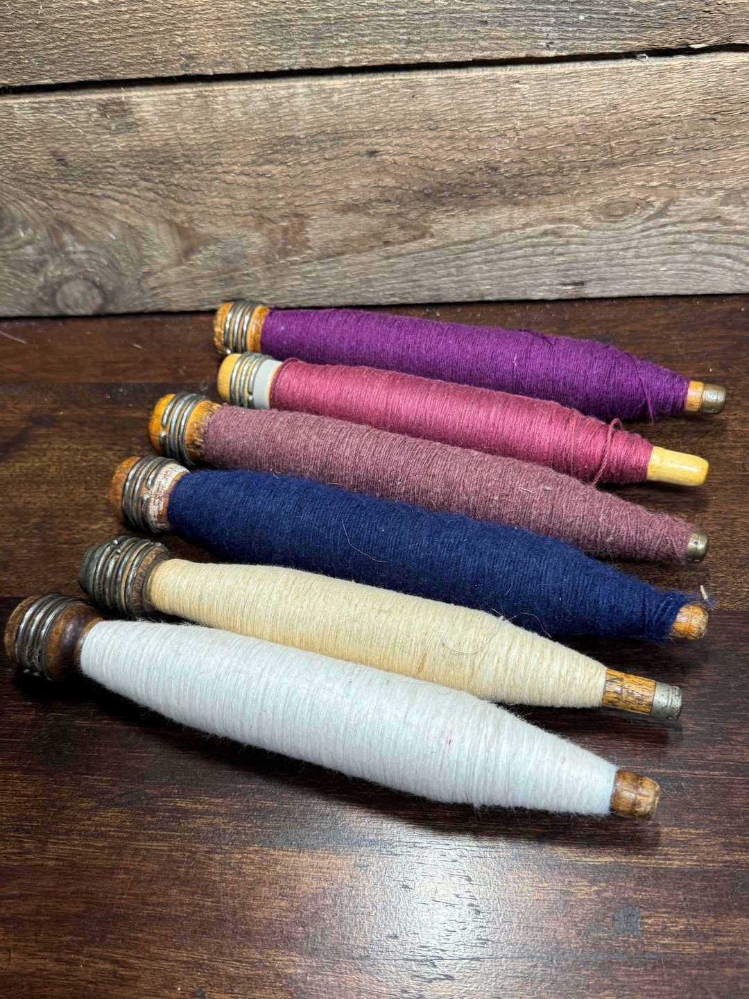 Vintage Wooden Textile Bobbins With Thread – Weaving / Mill Spools - Etsy