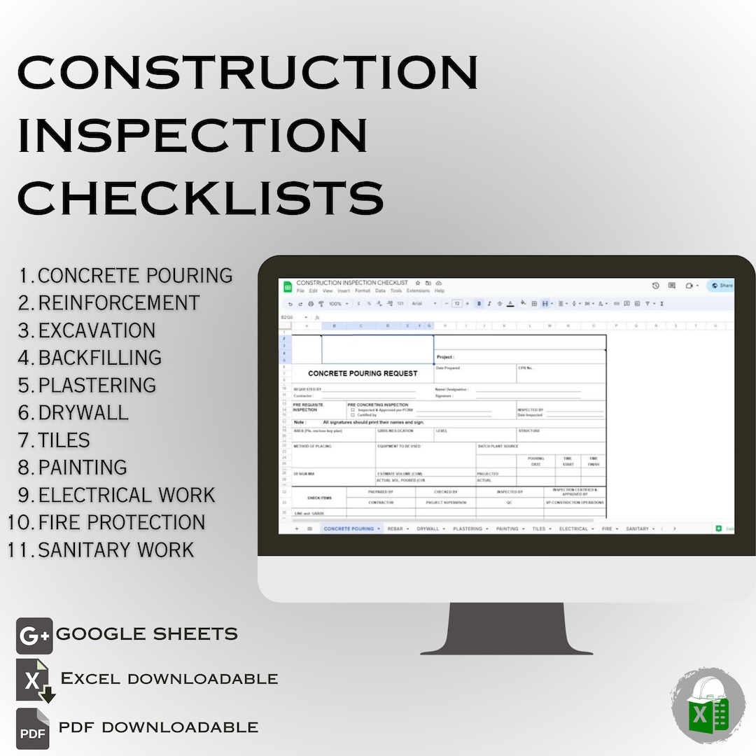 Construction Inspection Checklist - Etsy