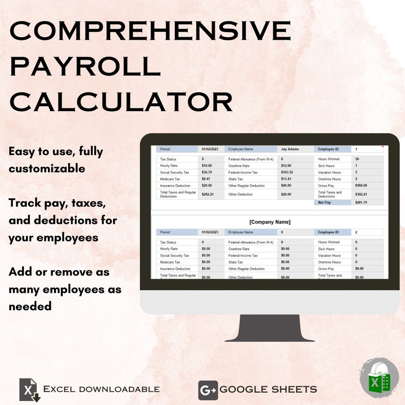 Comprehensive Payroll Calculator - Etsy