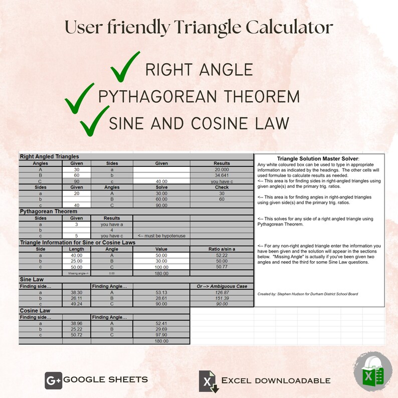 Triangle Solution Calculator - Etsy