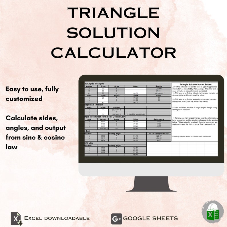 Triangle Solution Calculator - Etsy