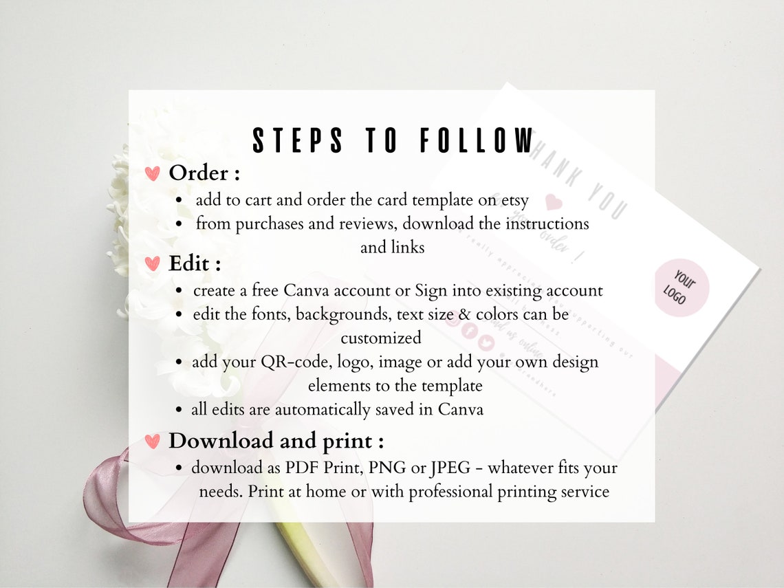 Editable Thank You Card Canva Template Printable Thank You for - Etsy