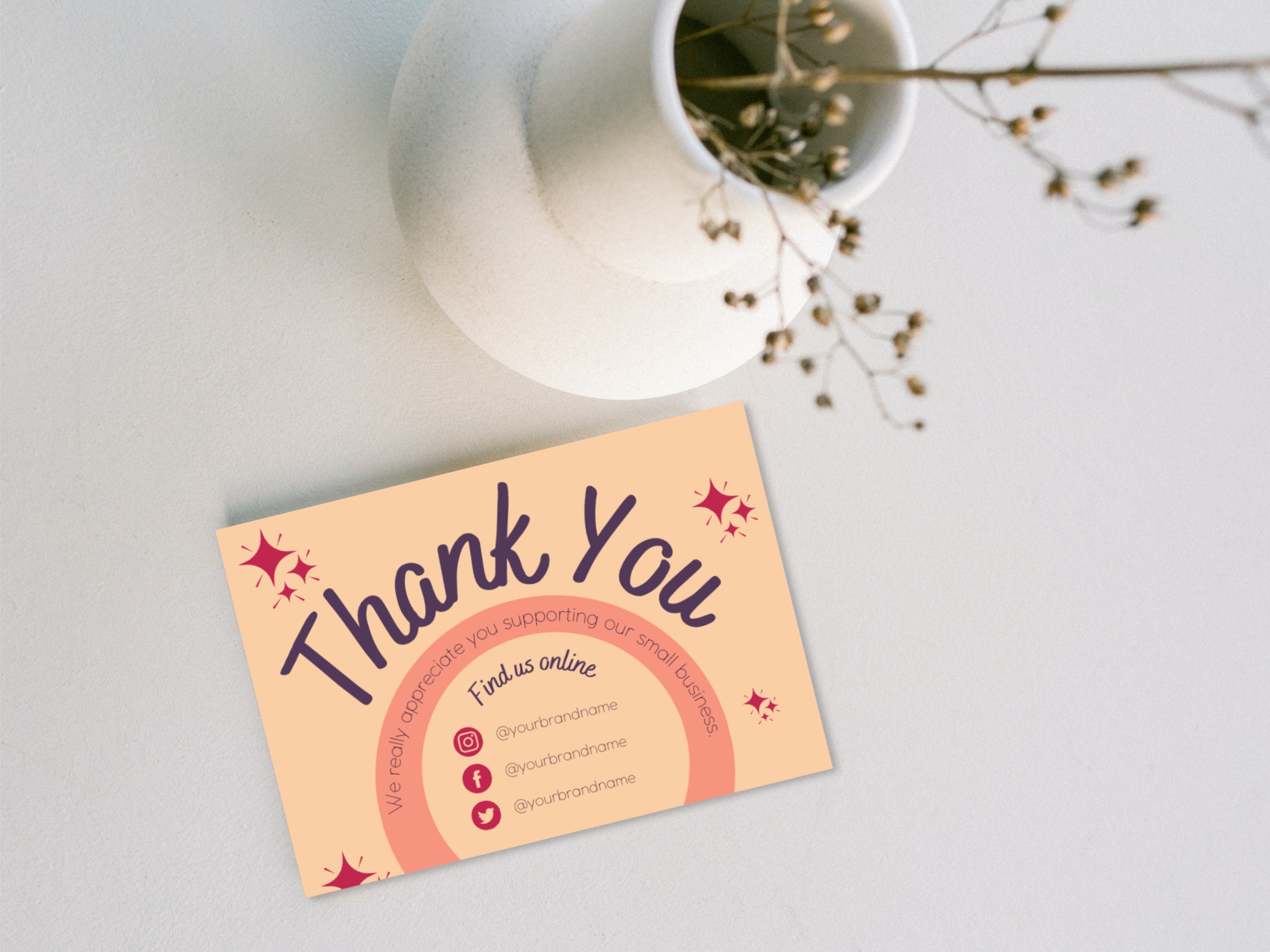 Editable Thank You Card Canva Template Printable Thank You for Your ...