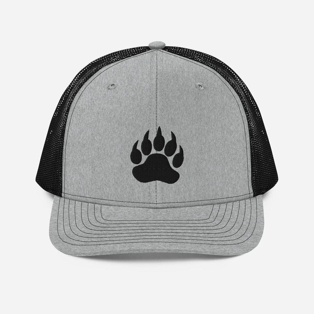Bear Claw Black & Gray Trucker Cap | Gray and Black Dog Paw Hat - Etsy