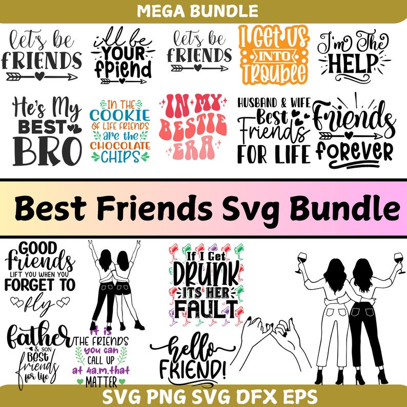 Best Friends Svg Bundle | Friends Png | Friends Svg Cut Files Cricut ...