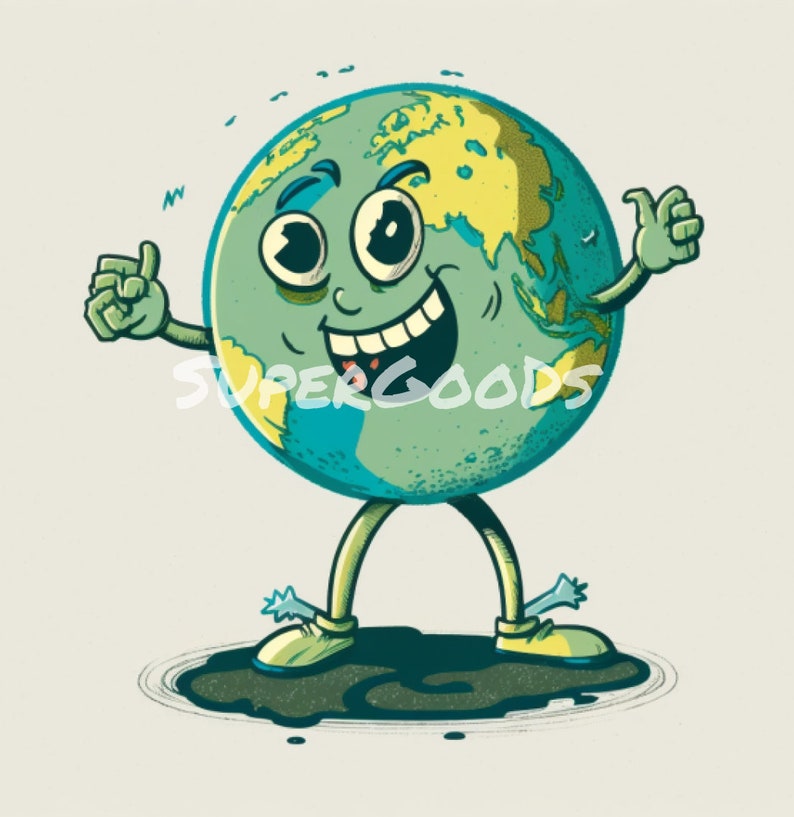 Retro Earth Cartoon PNG | Earth Day Clip Art & Digital Design | Cute ...