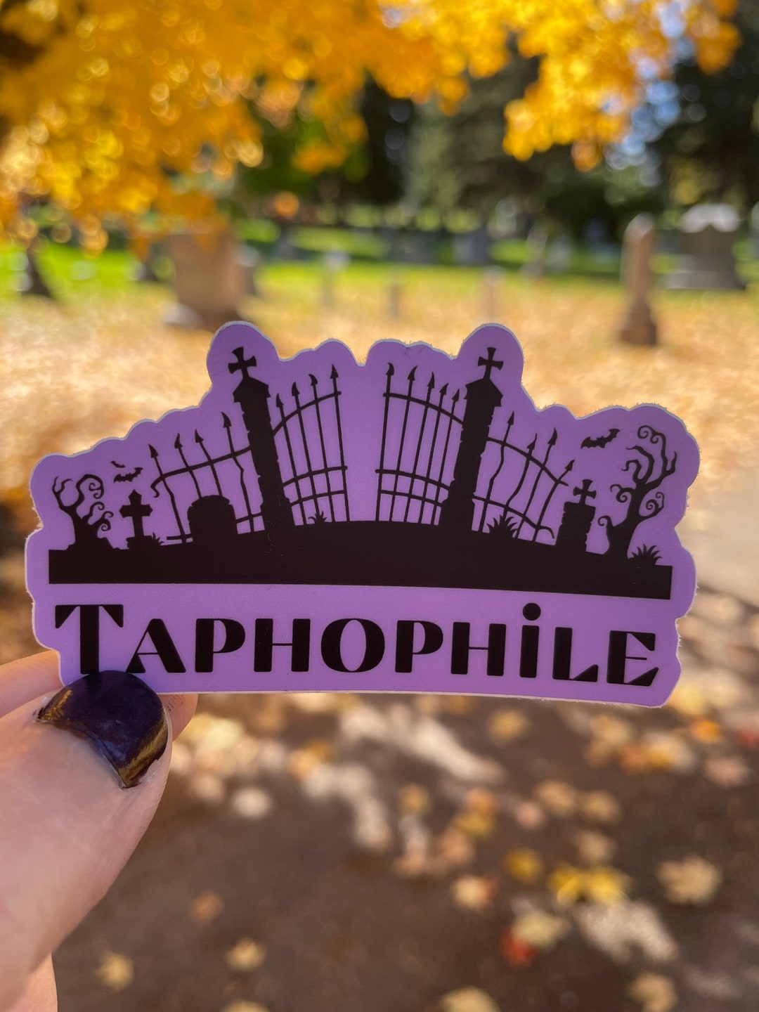Taphophile Vinyl Sticker. Cemetery Lover. Gravestones. Graveyards ...