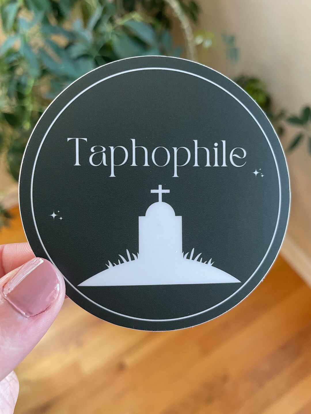 Taphophile Round Vinyl Sticker. Cemetery Lover. Gravestones. Graveyards ...