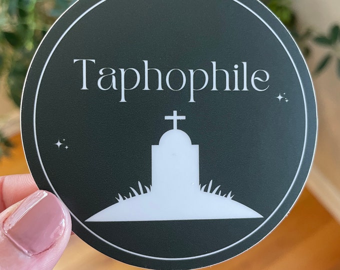 Taphophile Round Vinyl Sticker. Cemetery Lover. Gravestones. Graveyards ...