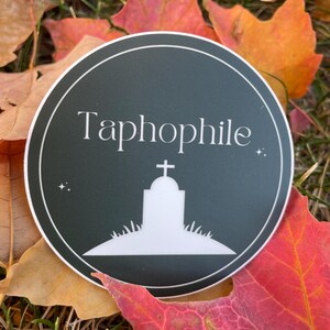 Taphophile Round Vinyl Sticker. Cemetery Lover. Gravestones. Graveyards ...