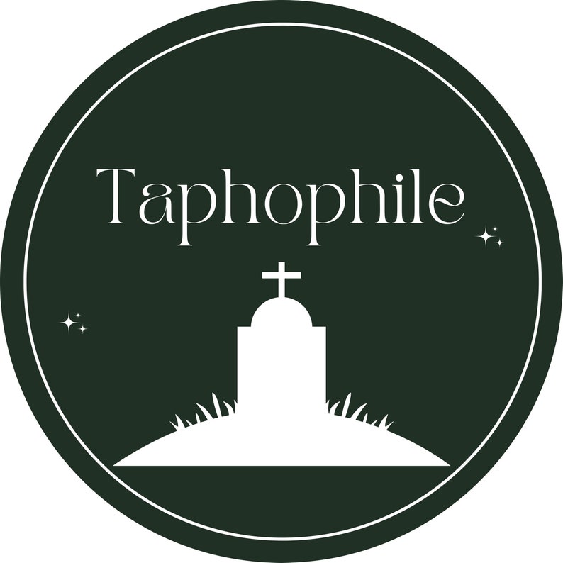 Taphophile Round Vinyl Sticker. Cemetery Lover. Gravestones. Graveyards ...