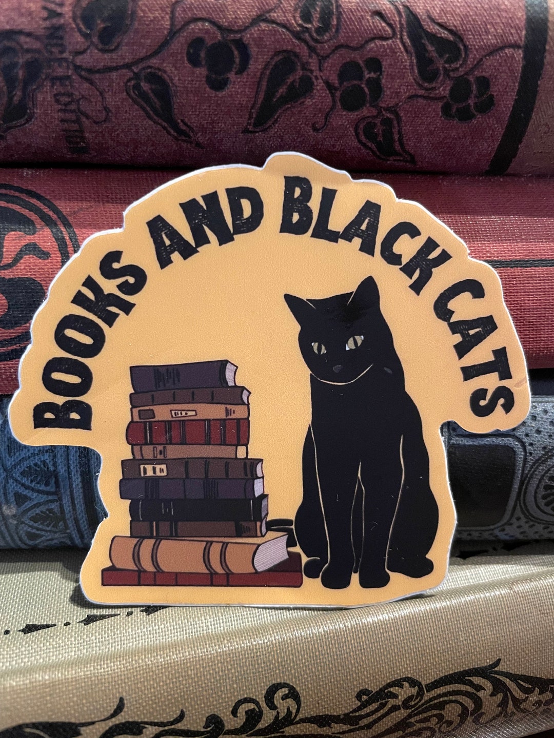 Book and Black Cats Sticker. Cat Sticker. Book Sticker. Black Cat ...