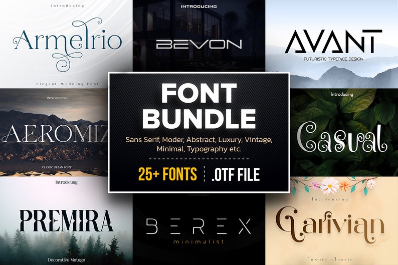 25 Fonts Bundle Font Bundle, Font Pack, Font Package, Sans Serifs, SVG ...