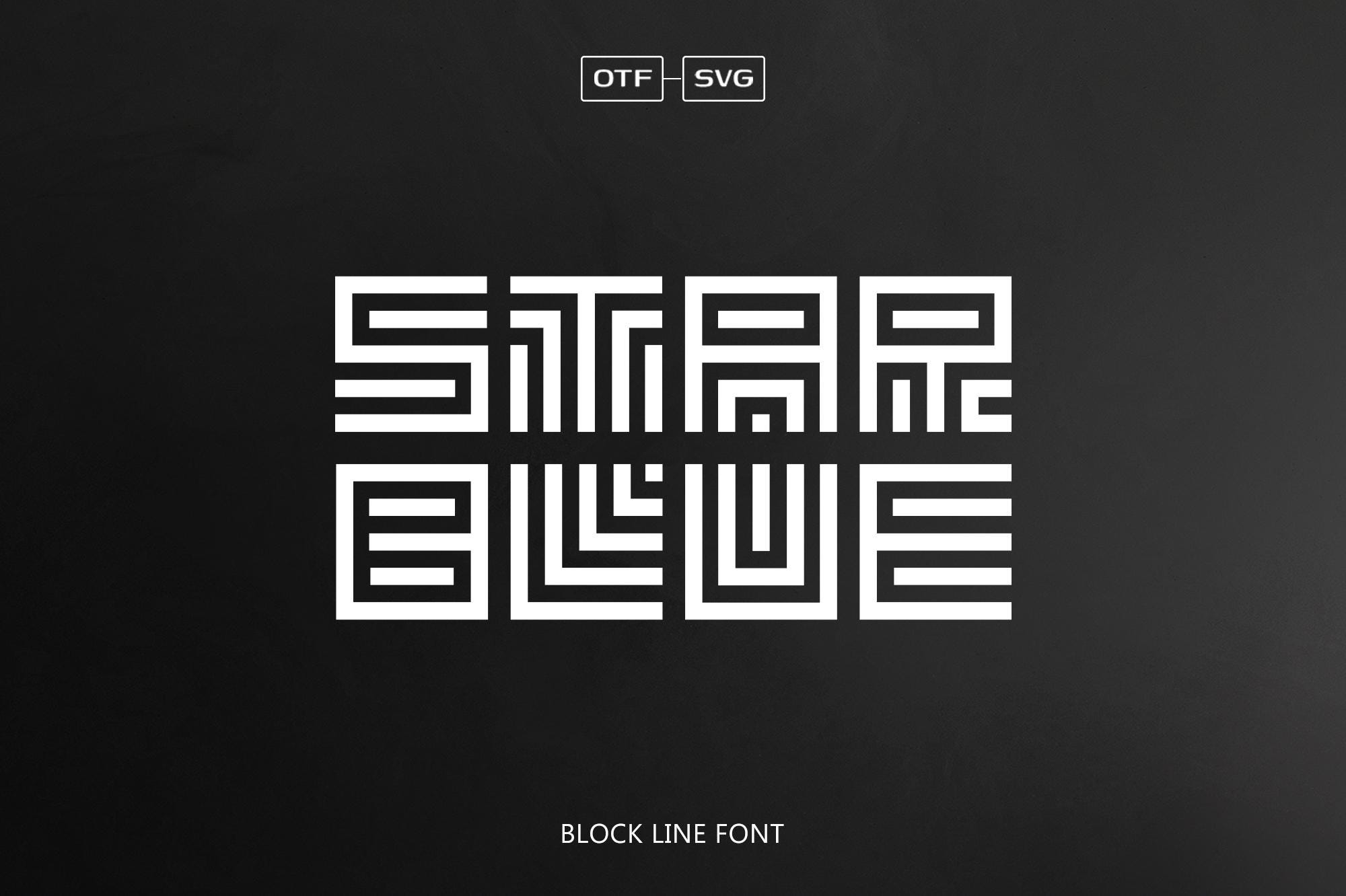 Block Line Font, SVG Font, Futuristic Font, Minimalist Font, Display ...