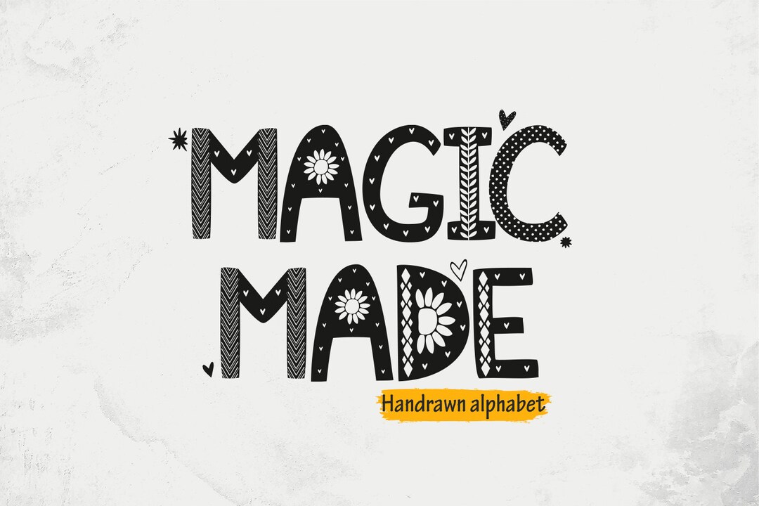 Magic Made Font Doodle Font, Cute Font, Hand-drawn Alphabet, Design ...