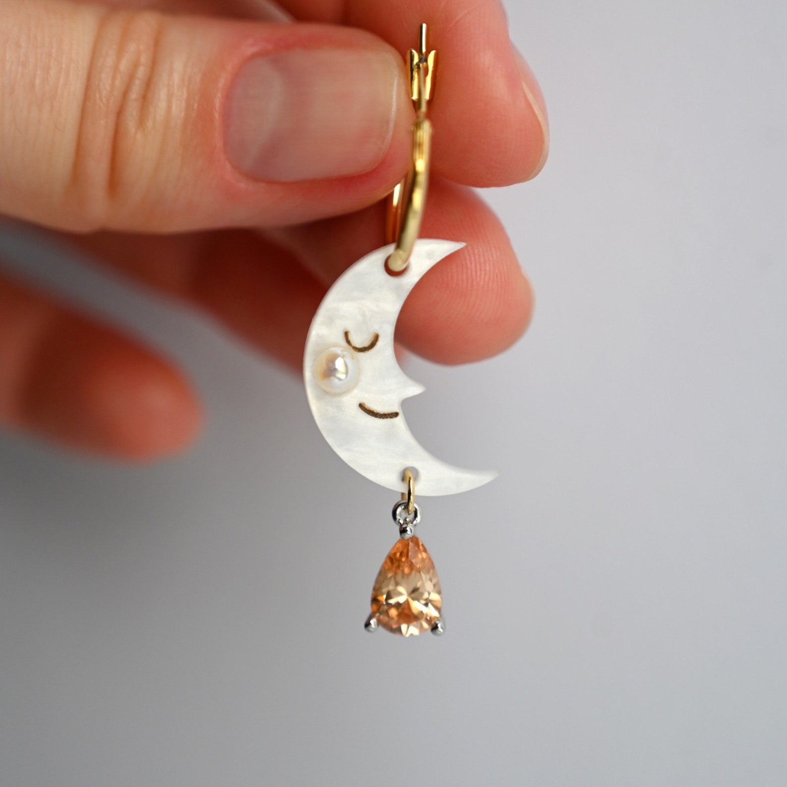White Boho Magical Celestial Month Acrylic Earrings - Etsy