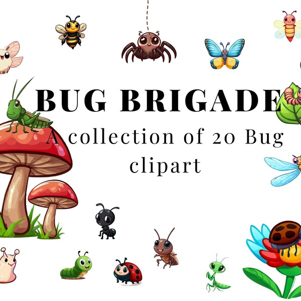 Garden Bugs Clipart - Etsy