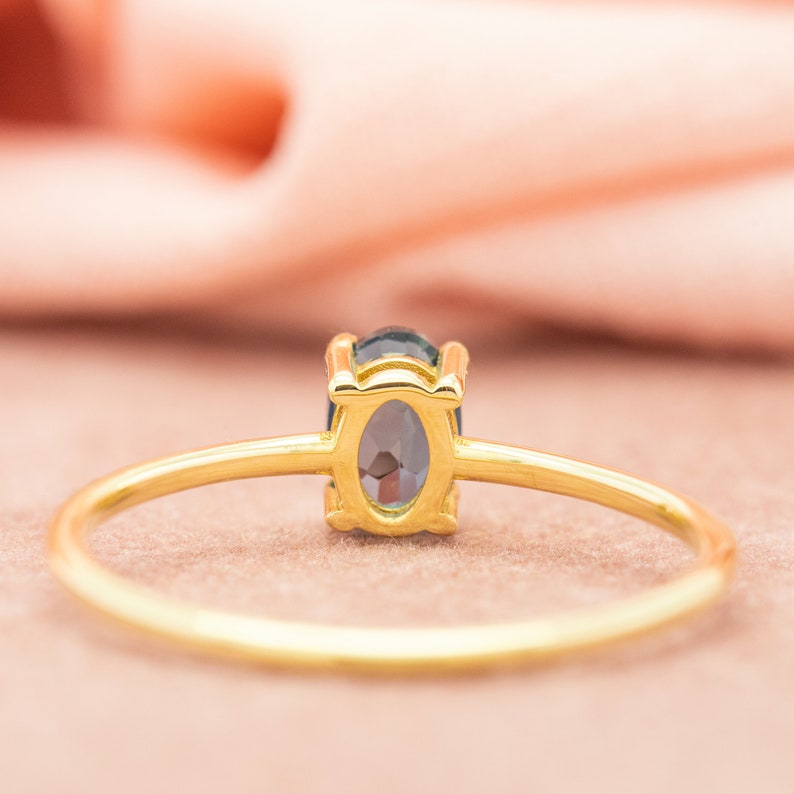 Dainty 14K Solid Gold London Blue Topaz Ring - Etsy