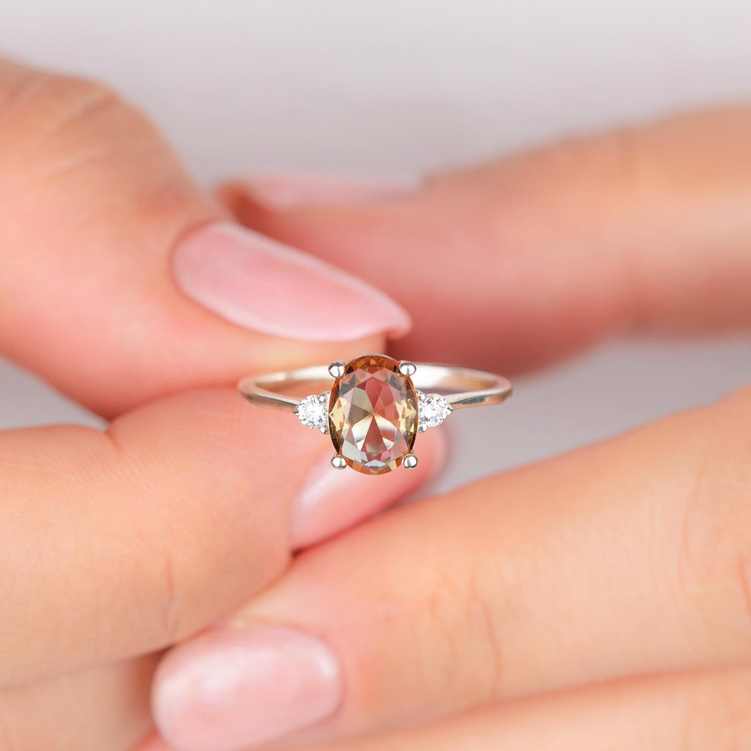 Sultanit Engagement Ring, Turkish Diaspore Ring, 14K Gold Color ...