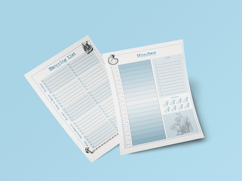 Alice in Wonderland Planner Printable Monthly Schedule, Daily Schedule ...