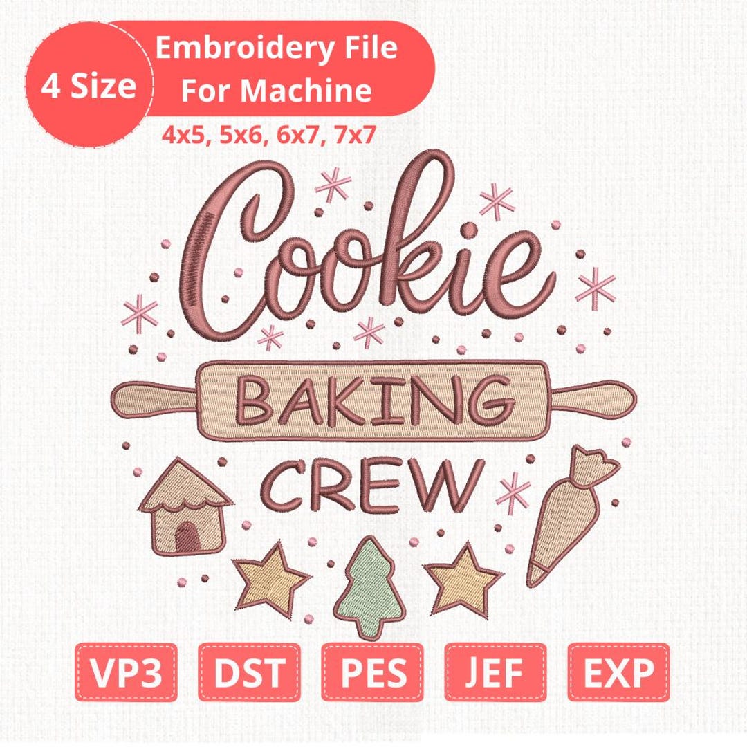 The Cookie Crew Embroidery, Christmas Cookie Crew, Cookies Embroidery ...